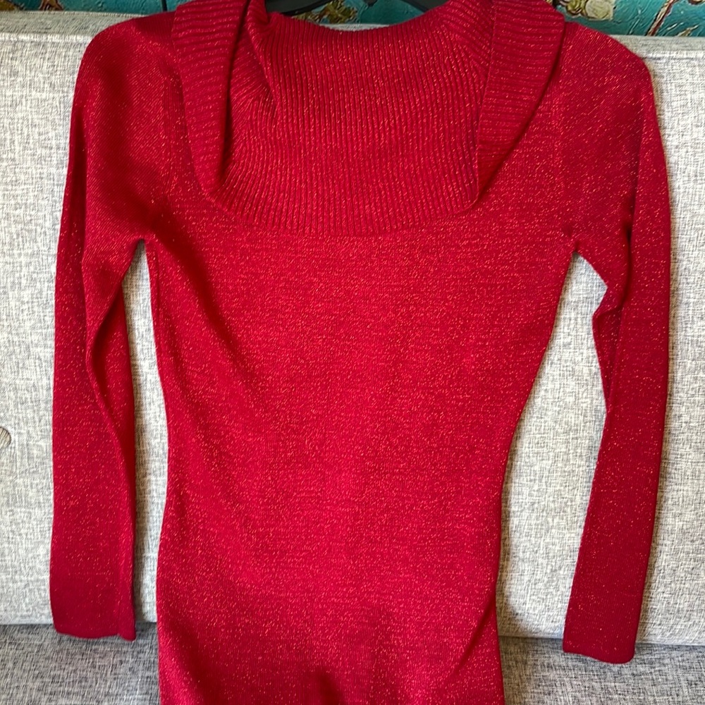 Red Long Sweater. Almost A Dress - Gem